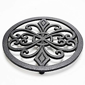 Sungmor Heavy Duty Cast Iron Round Metal Trivet,Rustproof Black Racks Stands Holders for Hot Pans or Teapot,Kitchen or Dinning Table Decorations