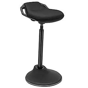 SONGMICS Standing Desk Chair, Adjustable Ergonomic Standing Stool, 23.6-33.3 Inches, Swivel Sitting Balance Chair, Anti-Slip Bottom Pad, Black UOSC02BK