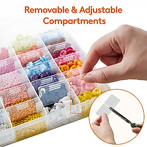 Lifewit 3 Pack 36 Grids Clear Stackable Plastic Organizer Storage Box Container with Adjustable Dividers for Beads, Art DIY, Crafts, Jewelry, Fishing Tackle with 5 Sheet Label Stickers