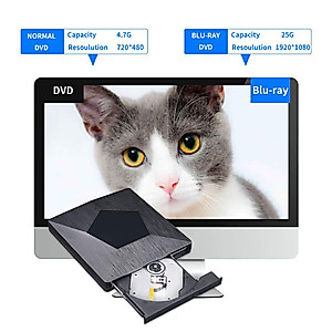 Wihool External Blu Ray CD DVD Drive, Portable 3D Blu-ray Drive USB 3.0 and Type-C DVD Burner Optical Bluray CD DVD Reader for Mac OS, Windows xp/7/8/10, Laptop PC