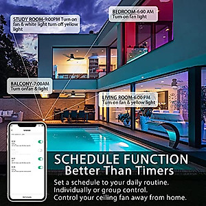 Ceiling Fan with Lights, Indoor & Outdoor,48in Low Profile DC Smart Ceiling Fan Compatible with Alexa, Siri, Google Home & Smart APP, 2 Colors of Reversible Blades, White Gold