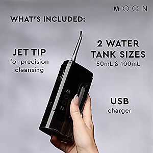 MOON Water Flosser for Teeth Cleaning and Gum Health, Cordless and Rechargeable with Two Irrigator Tank Sizes for Easy Travel, Co-Created with Odell Beckham Jr.