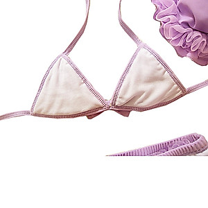 Bebone Baby Girls Lace Bowknot Strap Bikini with Hat (Yellow, 6-12M)