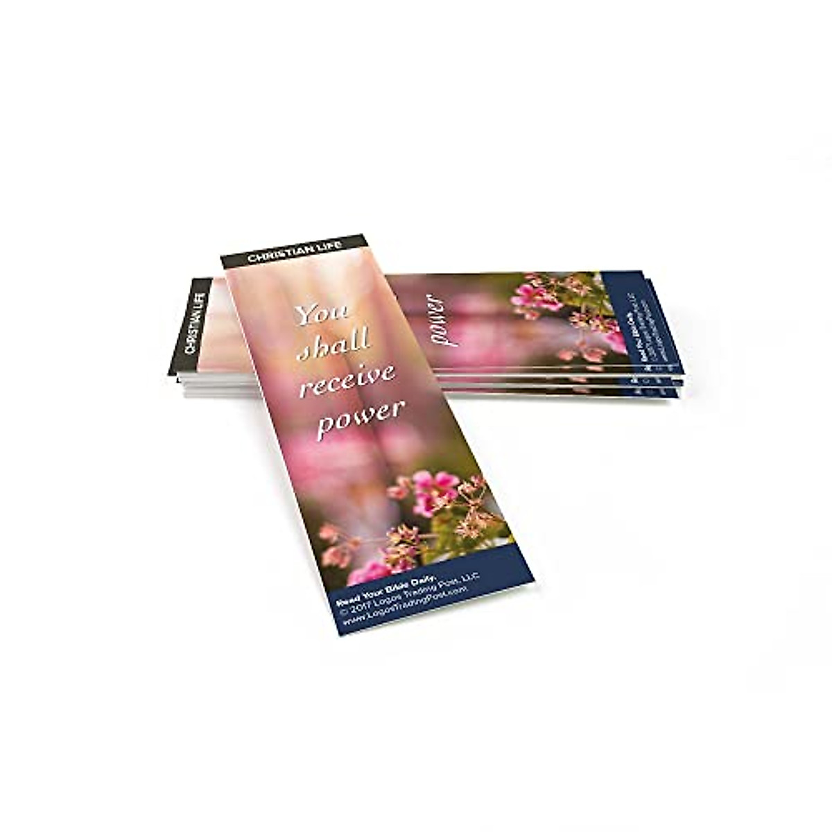 Christian Bookmark with Bible Verse, Pack of 25, Christian Life Themed, You Shall Receive Power, Acts 1:8