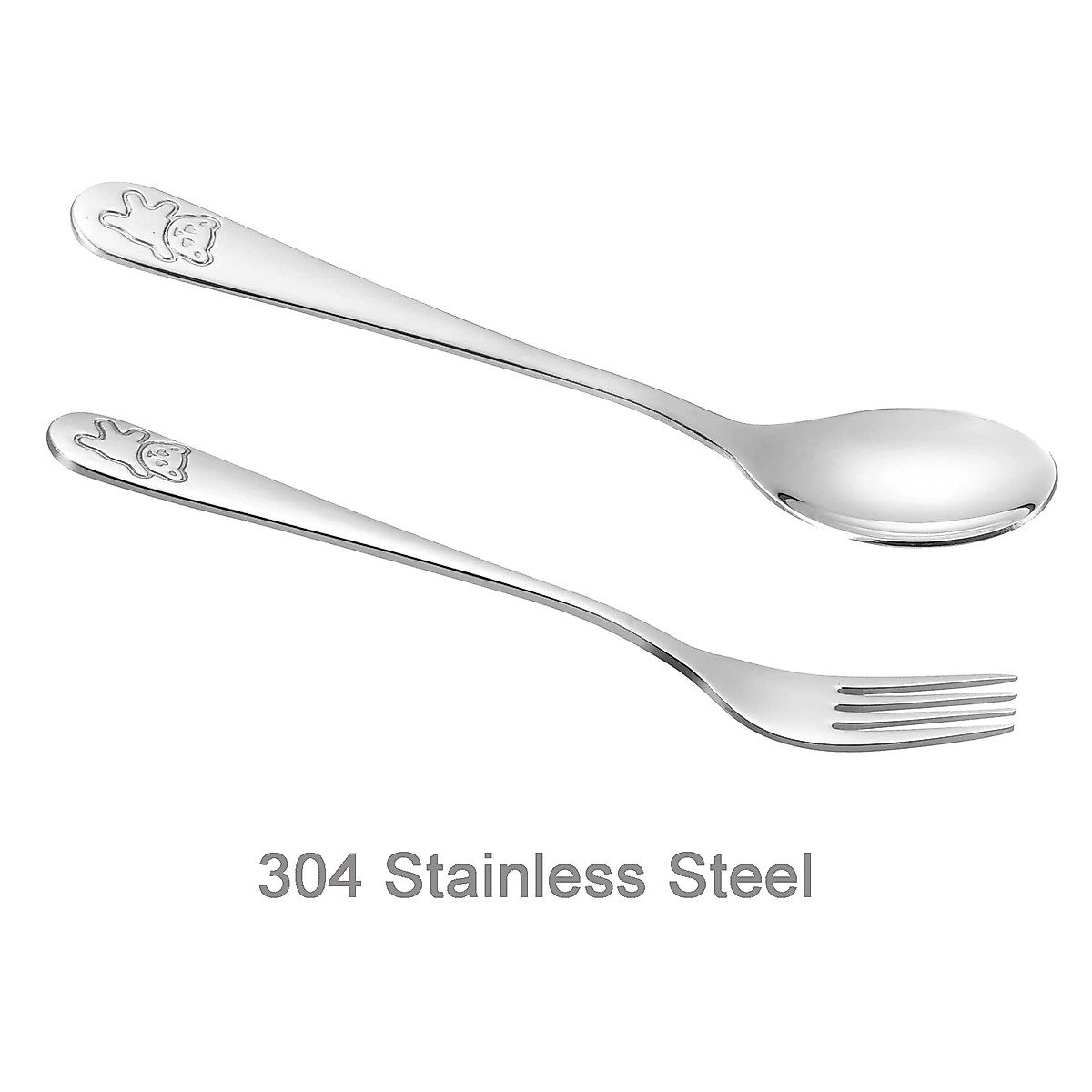 PandaEar 6 Piece Kids Silverware Cutlery Flatware Set |Toddler Baby Child Stainless Metal Utensils Baby Metal 3 Spoons 3 Forks (304 Stainless Steel)