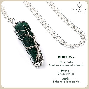 Handcrafted Crystal Pendant & Necklace; Spiritual Healing Crystal Necklace Pendant; Crystal Jewellery Protection Necklace (Rose Quartz, Amethyst, Green Aventurine, & Black Obsidian Double Point