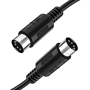 5 Din Midi Cable, Ancable 1-Feet 5 Pin Din Male to Male Plug Midi Cables with Molded Connector Housing Compatible with Piano Keyboard