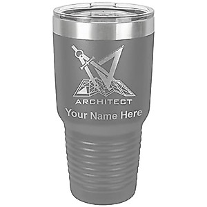 30oz Vacuum Insulated Tumbler Mug, Architect Symbol, Personalized Engraving Included (Gray)
