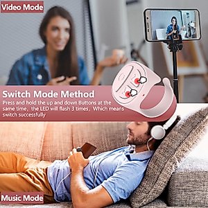 STDFORU TikTok Scrolling Ring Auto Clicker for Live Bluetooth Scroller Ring Camera Shutter Remote Control TIK Tok Scrolling Ring for iPhone Android (Pink)