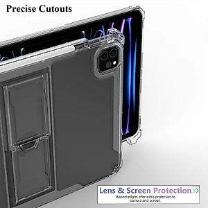 UUcovers Clear Stand Case for iPad Pro 12.9 Inch 6th/5th/4th/3rd Generation (2022/2021/2020/2018) with Pencil Stylus Pen Holder/Kickstand Soft TPU Back Transparent Shockproof Lightweight Cover, Clear