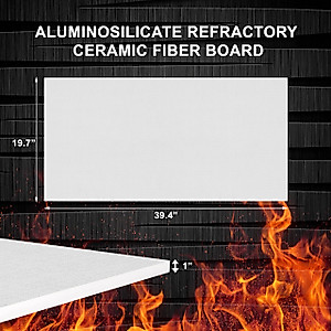 Ceramic Fiber Board Insulation - 2300F Rated - 1" x 19.7" x 39.4" - Pack of 1 - Ceramic Fiber Thermal Insulation Board for Wood Stoves, Ovens, Forges, Kilns, Furnaces, Fireplace
