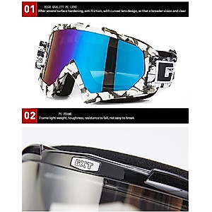 Wonzone Off Road Riding Motorcycle Bike Dirt Goggles Windproof Snowboard Ski Goggles Eyewear Adjustable UV Protective Outdoor Glasses Portable Motorcycle Cross-Country Goggles (Orange/Black, Rainbow)