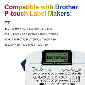 Uniwork Compatible Label Tape Replacement for Brother P Touch M Tape M231 MK231 M-K231 12mm 0.47 Inch Compatible with Brother P Touch PT-M95 PT-90 PT-70 PT-65 PT-85 Black on White, 26.2 Feet, 7Pack