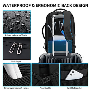 FENRUIEN Expandable Travel Backpack 15.6 Inch with USB Laptop Backpack Anti Theft Waterproof Business Smart Backpack, Multipurpose Large Capacity Daypack College School Bookbag for Men, Black