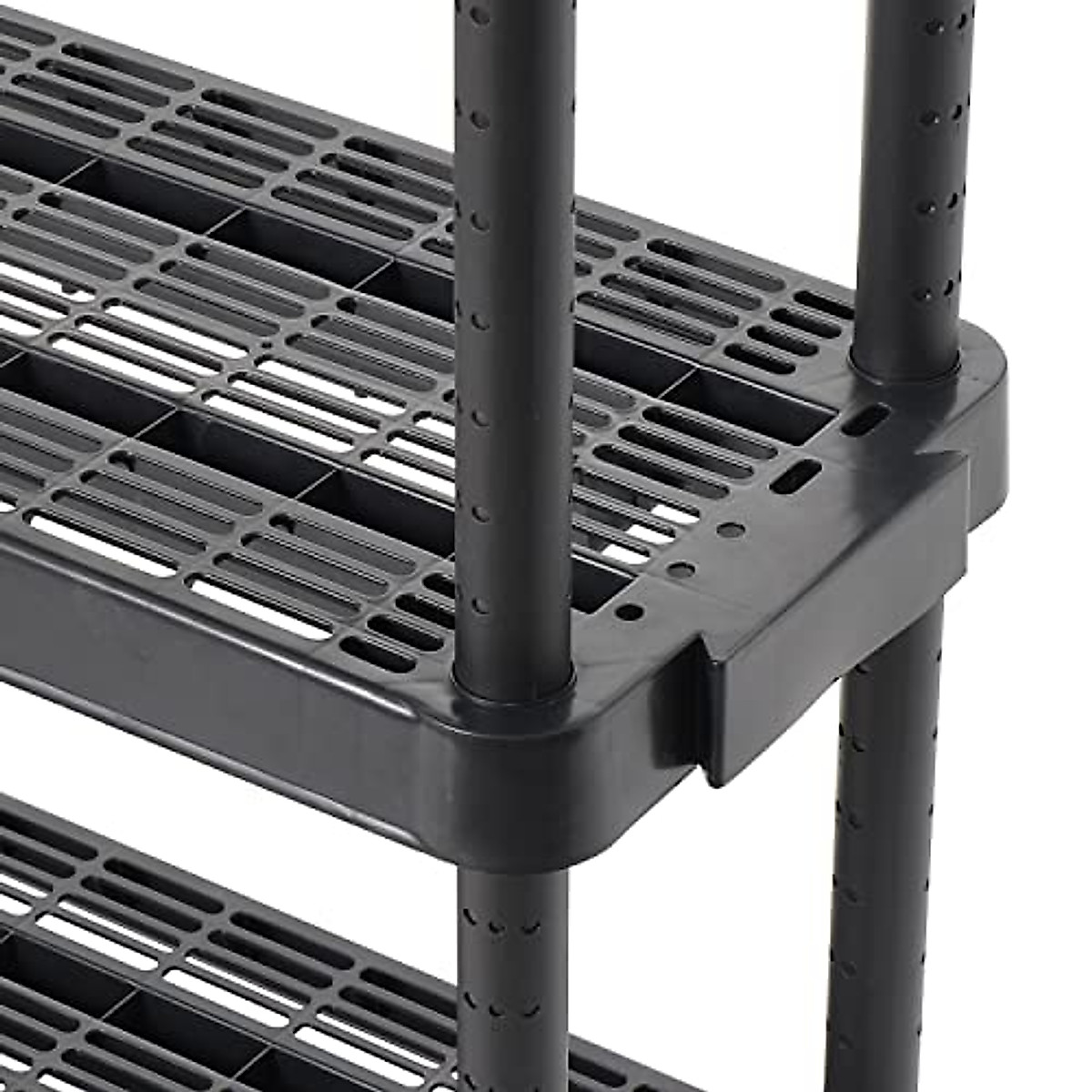 Gracious Living 14 x 32 x 54.5 Inch 4 Tier Adjustable Ventilated Medium Duty Shelving Units for Home, Garage, Basement, and Laundry, Black