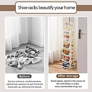Shoe Rack - Shoe Organizer 8 Tiers for Closet Narrow, Plastic Shoe Rack Storage Organizer for Entryway, Space Saving Shoe Stand Cabinet for Bedroom Cloakroom Hallway Garage