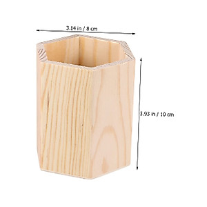 SEWACC 8 pcs Hexagon Compartments Organizers Multi Planter Toothbrush Color Holder Tube Wood Unpainted Unfinished Bedroom DIY Stand Stationery Crafts Pot Cosmetic Vase