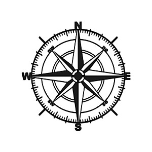 Black Metal Wall Art, Modern Home Decor, Modern Black Wall Art, Living Room Wall Art, Home Art İron Wall Art, Wall Hanging (Compass Metal Wall Art Decor, Large)