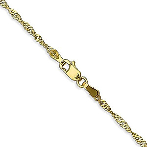 Diamond2Deal 10k Yellow Gold 1.7mm Singapore Chain Bracelet For Women