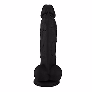 Naughty Realistic Silicone Dildo with Suction Cup, Adult Sex Toy, Beginner, Black, 6.5"