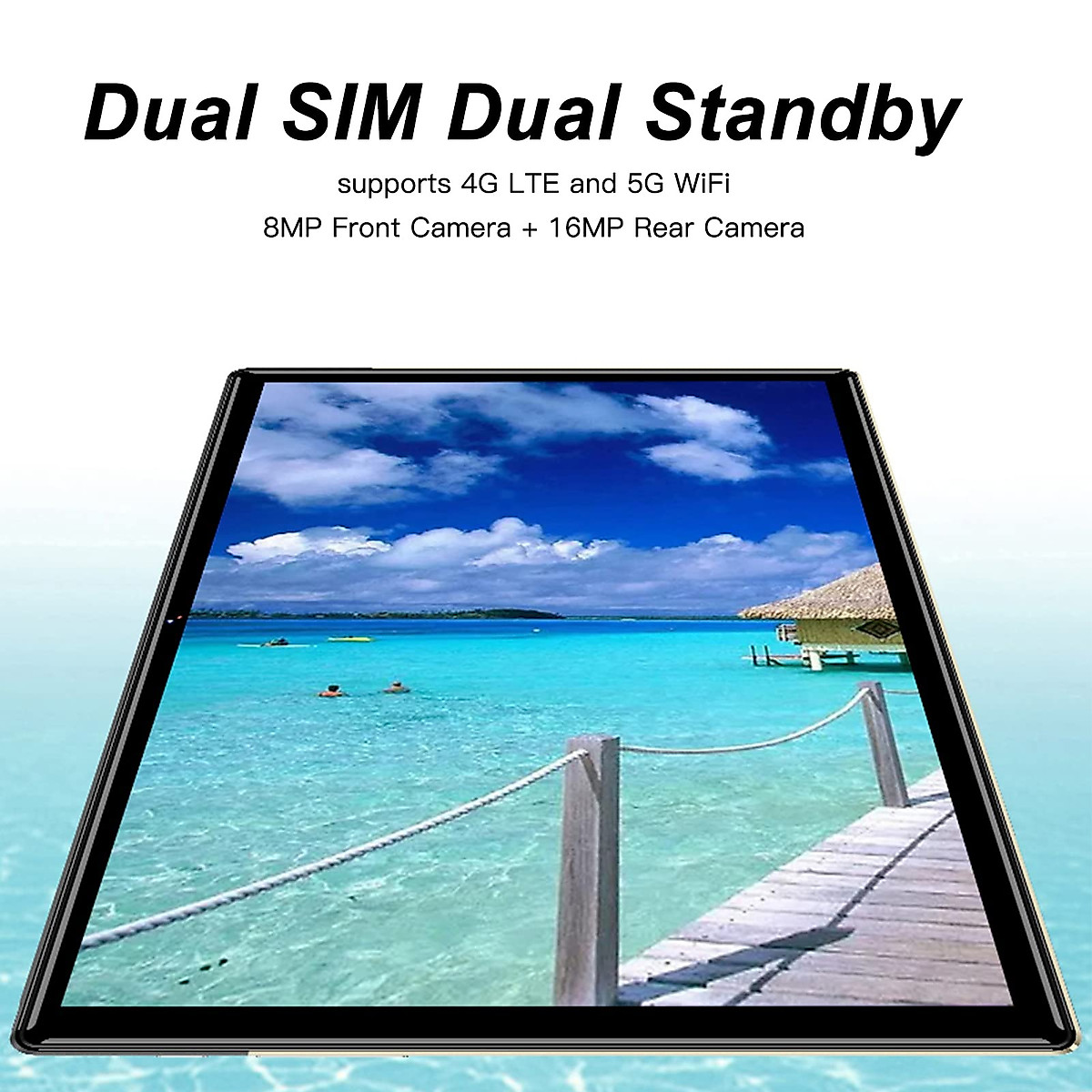 Tablet 10 inch, 4G Phone Tablet 2.4G 5G Dual Band WiFi Android Tablet, MT6797 Octa Core CPU, 8GB RAM 256GB ROM, 7000mAh Battery, 2 Card Slot, Blue