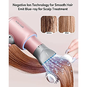 Wavytalk Professional Ionic Hair Dryer Blow Dryer with Diffuser and Concentrator for Curly Hair 1875 Watt Negative Ions Dryer with Ceramic Technology Nozzle for Fast Drying as Salon Light and Quiet