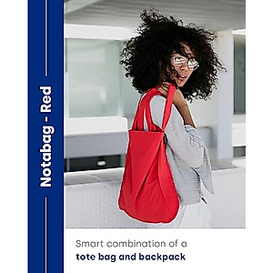 Notabag Original 2 in 1 Backpack and Bag (Red) – Backpack waterproof – reusable grocery bags foldable – clever design for more flexibility – backpack waterproof – grocery tote bag