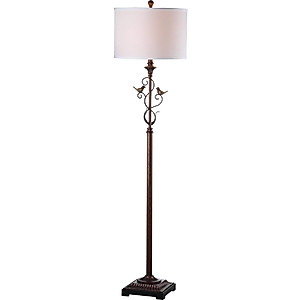 SAFAVIEH Lighting Collection Birdsong Traditional Rustic Farmhouse Oil-Rubbed Bronze 61-inch Living Room Bedroom Home Office Standing Floor Lamp (LED Bulb Included)