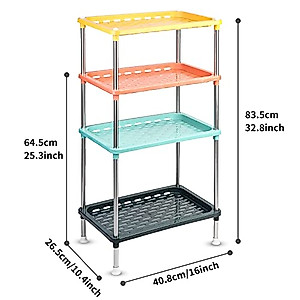 ruishetop 4-Tier Multicolor Plastic Storage Rack Easy Assembly Space Saving for Kitchen,Laundry Room,Bathroom
