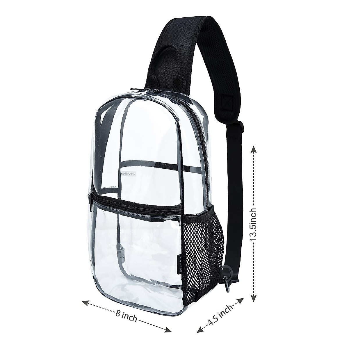 CLEKEGBAG Clear Sling Backpack – Transparent Crossbody Bag for Men, Clear Concert Approved Bag, See Through Plastic, Clear One Strap Backpack small - [13.5x8]