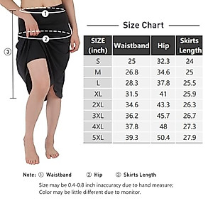 Womens Skirts Skorts Modest Knee Length Skirts Athletic Midi Active Running Skirt Black X-Large
