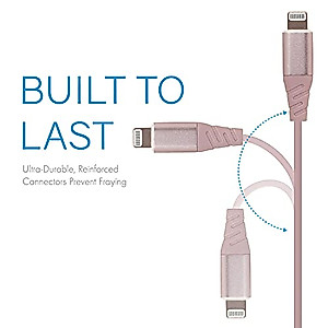 Realm Lightning Earbuds Apple MFi Certified Headphones, in-Ear Headphones with Lightning Connector, Built-in Microphone, Hands-Free Calling and Track Controls, Rose Gold, Pink, RLMA12RG