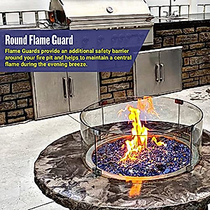 American Fireglass Tempered Glass Flame Guard for 25” Round Drop-in Fire Pit Pans | Outdoor Wind Guard with Aluminum Fire-Resistant Brackets & Non-Slip Feet | 29-inch x 8-inch
