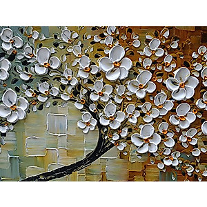 YaSheng Art -100%hand-painted Contemporary Art Oil Painting On Canvas Texture Palette Knife Landscape Paintings Modern Home Interior Decor Abstract Art 3D Flowers Paintings Ready to hang 20x40inch