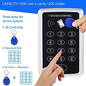 AMOCAM Door Access Control System, Stand-Alone Password Keypad + 5PCS Key Fobs Keychains for Entry Home Security Access Controller