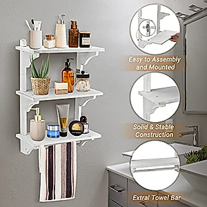 Wall Shelves for Bathroom Decor, Over Toilet Floating Wall Shelves for Living Room Kitchen Storage,Wall Mounted Bathroom Storage Shelves for Kitchen, Living Room, Plants, Pictures,Toilet Paper
