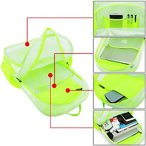 mygreen Heavy Duty Clear Backpack Durable Multi-Pockets See Through Student School Bookbag Waterproof Transparent Beach Girls Travel Bag (Red, Large)