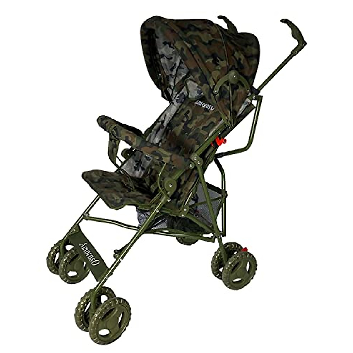 AmorosO Single Stroller - Baby Stroller with Four Wheels - Lightweight Stroller - Convertible Stroller with Extra Storage Space - Foldable Stroller with Sun Protection Hood Cover