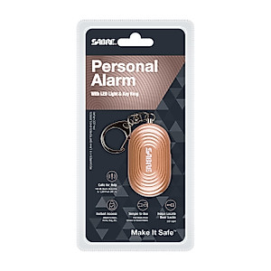 SABRE 2-in-1 Personal Alarm with LED Light, 130dB Personal Safety Siren, Snap Hook for Instant Access, 1,250 Foot (381 Meters) Range, Compact Design for Easy Attachment to Purse, Bag, or Keys