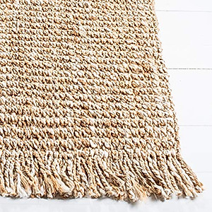 SAFAVIEH Natural Fiber Collection Area Rug - 8' x 10', Natural & Beige, Handmade Woven Fringe Jute, Ideal for High Traffic Areas in Living Room, Bedroom (NF828A)
