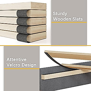 Fluest Queen Bed Frame Upholstered Bed Frame Platform with Adjustable Headboard Linen Fabric Tufted Headboard Wooden Slats Support/No Box Spring Needed/Easy Assembly/Mattress Foundation, Grey