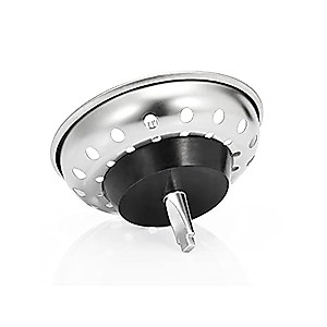 Kuyang 2 Pack Kitchen Sink Strainer, Replacement for Standard Kitchen Sink Drain Strainer (3.25 Inch), Chrome Plated Stainless Steel Basket Body with Rubber Stopper …