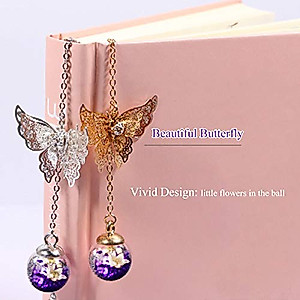 Marte Vanci Metal Feather Bookmark Mother's Day Birthday Gift Butterfly Book Marks for Her Female Book Lovers Mom Teachers Girls Women Lady Readers Graduation Gifts Golden