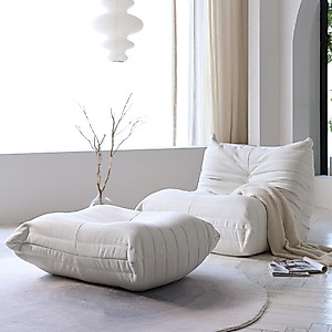 TIFLON Lazy Floor Sofa,Minimalist Sofa Couches,Teddy Velvet LoveSeat Sofa, Fireside Chair,Tatami Sofa,Corner Relax Sofa Couch for Living Room Bedroom Salon Office (Beige, 2Seat)