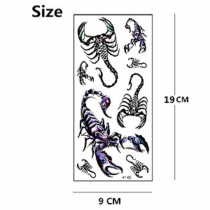 3D Scorpion Temporary Tattoos Temporary Tattoos Stickers Fashionable Fake Tattoos Removable Waterproof Body Art Tattoo Stickers for Men Women Teens Girls Boys (Scorpion)