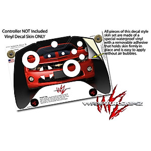 WraptorSkinz Decal Vinyl Skin Wrap compatible with XBOX One S/X Controller - 2010 Chevy Camaro Victory Red - Black Stripes on Black (CONTROLLER NOT INCLUDED)