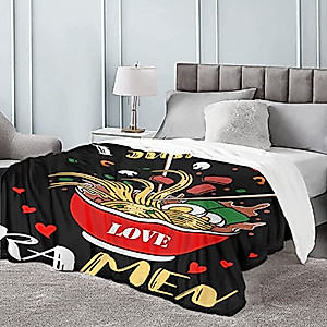 Touchish I Just Freaking Love Ramen Soft Blanket for Couch Nap All-Seasons Animal Tapestry Home Decor- Gifts for Child Women Fuzzy Cozy Throws 50"x60" for Teen