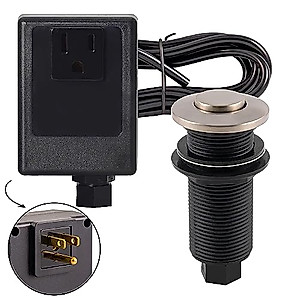 Westbrass ASB-07 Sink Top Waste Disposal Air Switch and Single Outlet Control Box, Flush Button, 1-Pack, Satin Nickel