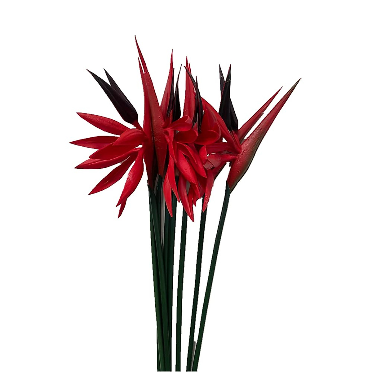 8 Pack 21-1/2 Inch Artificial Flowers Bird of Paradise,Green Plant for Home Garden Decoration Office Verandah Wedding Decorations (Red)