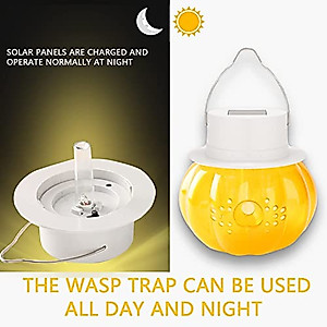 Wasp Traps Outdoor Hanging, Yellow Jacket Killer, Solar Powered Bee Trap Outdoor, Wasp Repellent Outdoor, Reusable Bee Catcher Hornet Trap for Trapping Hornet, Bee, Insects